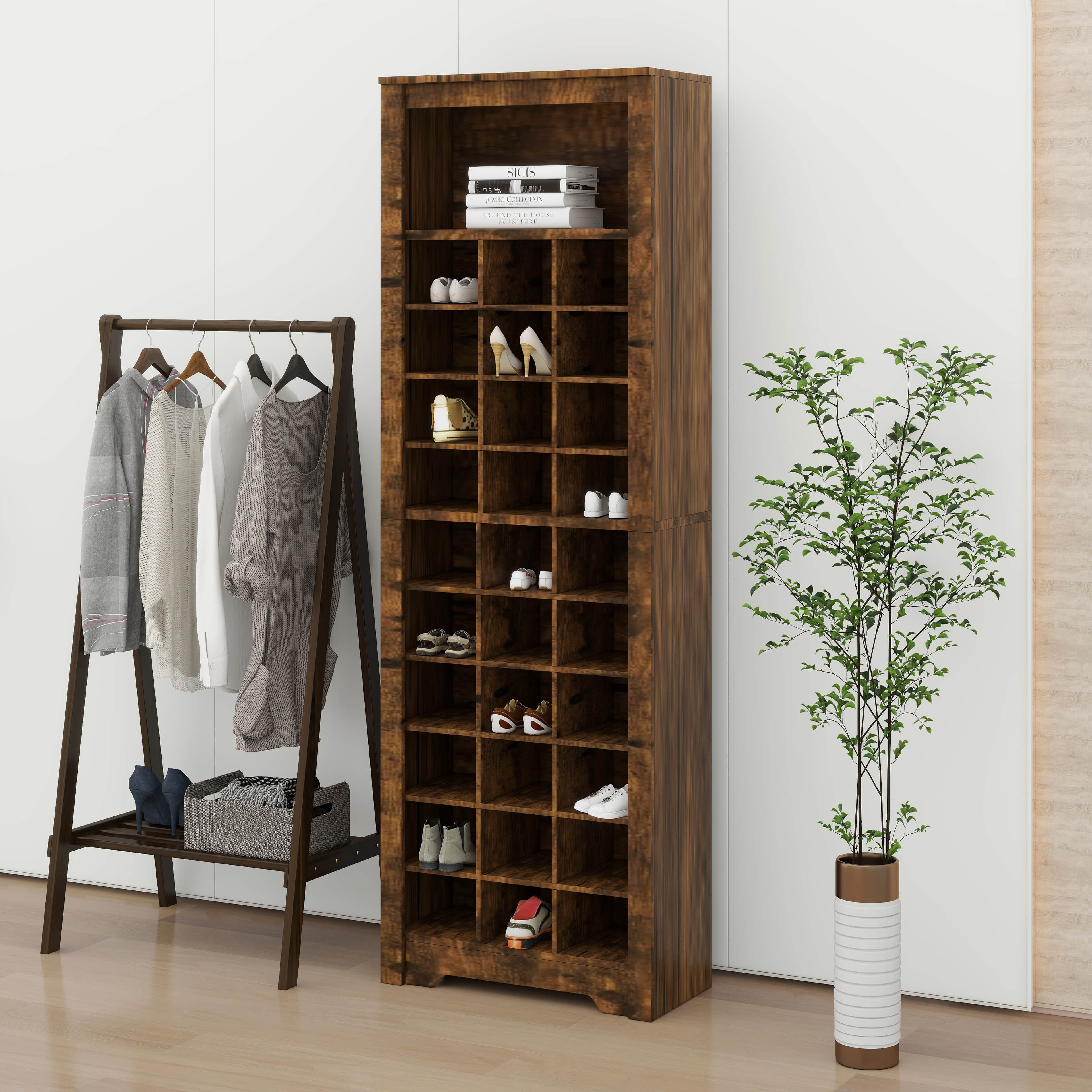 Red Barrel Studio® Modern 30-Shoe Cubby Console | Wayfair