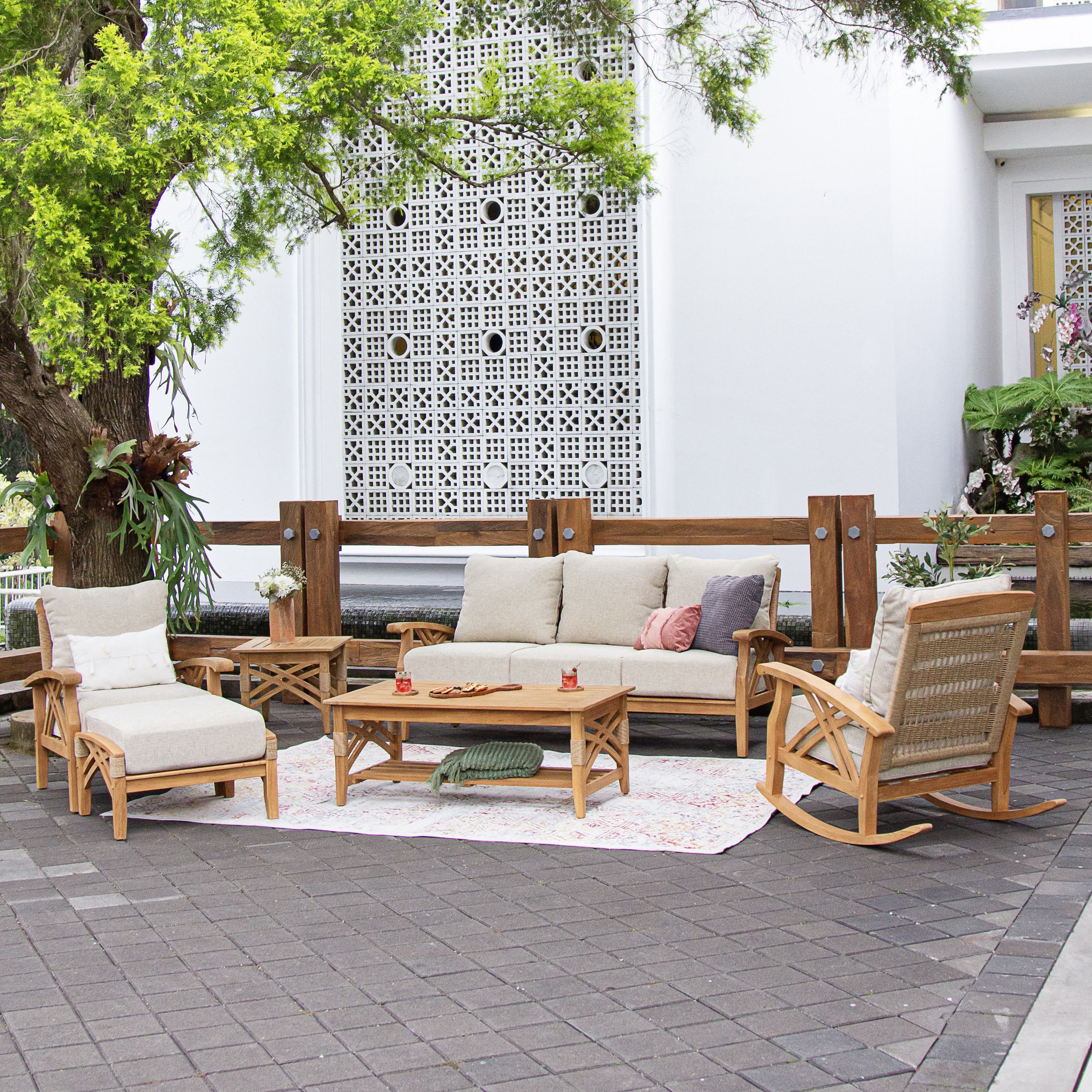 Birch Lane™ Dunster 6 - Person Teak Outdoor Seating Group With Cushions ...
