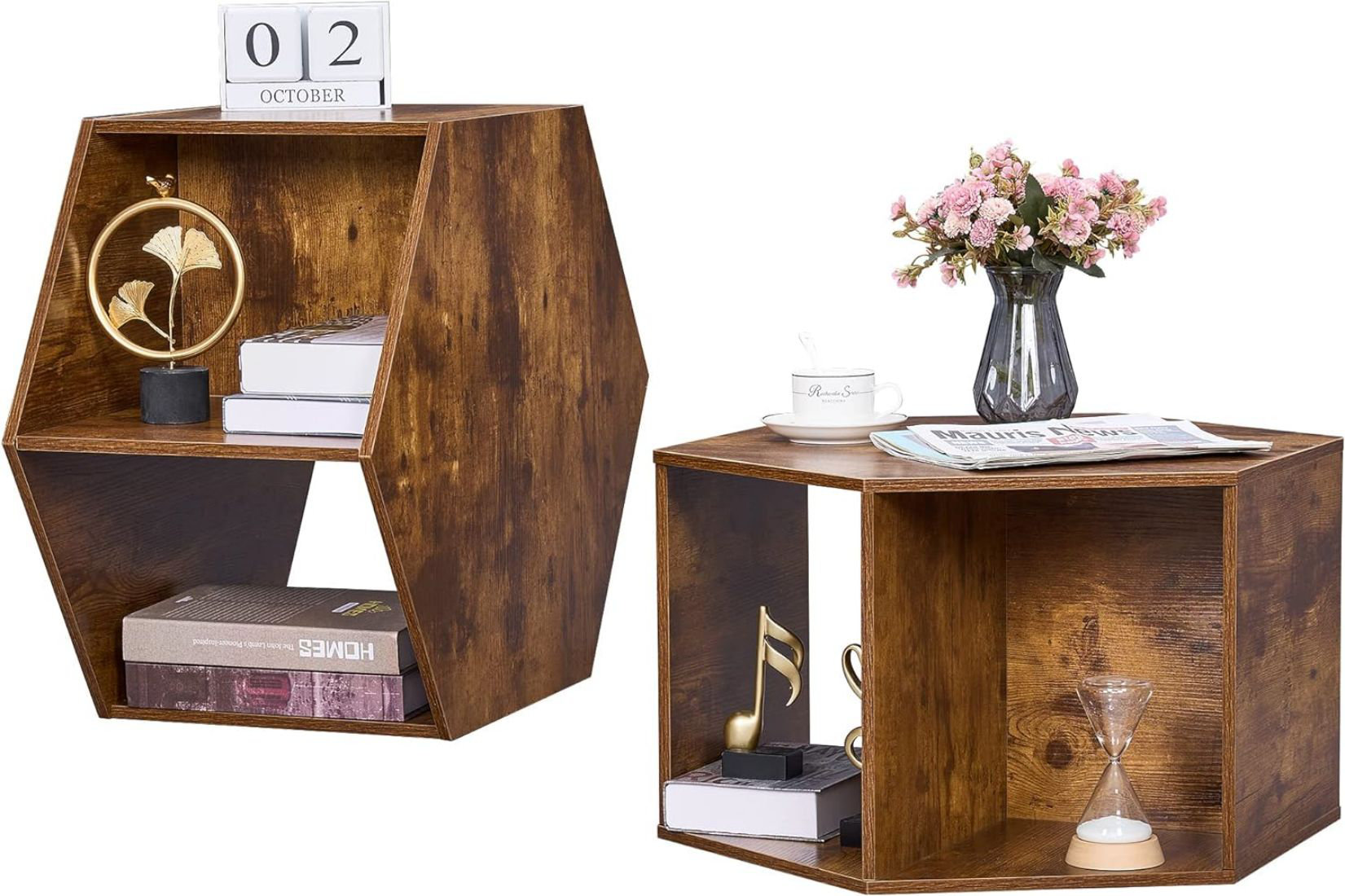 Millwood Pines Hexagonal Small Coffee Table With Open Storage ...