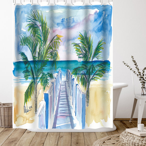 East Urban Home Coastal Shower Curtain Caribbean Beach Walk Through ...