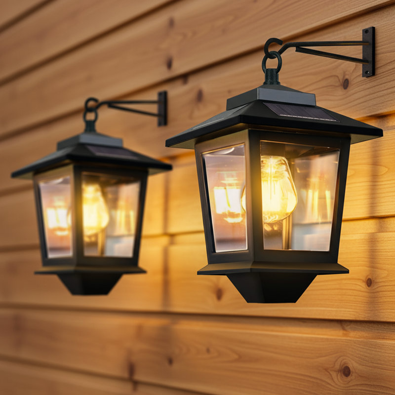 PASAMIC 2-Pack Solar LED Wall Lanterns with Replaceable Bulbs, 4 Solar ...