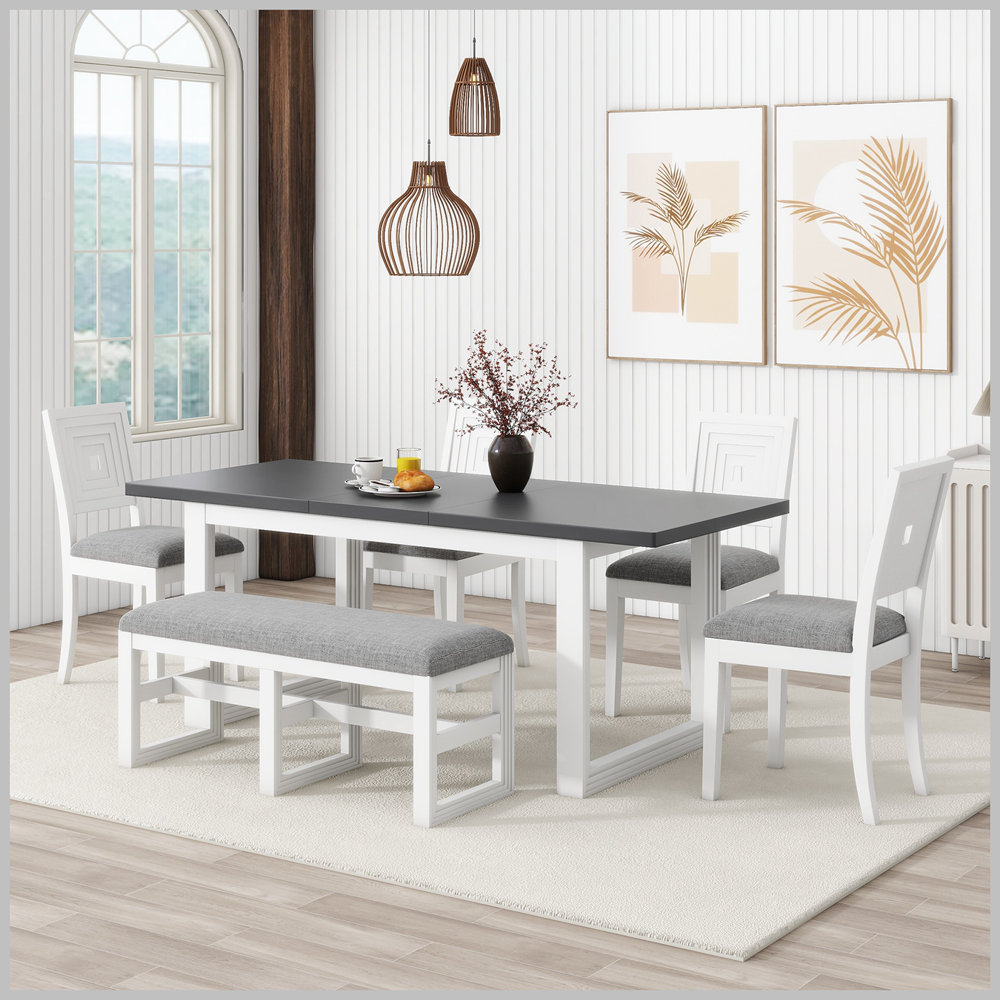 Latitude Run® Modern 78Inch 6-Piece Extendable Dining Table Set - Wayfair Canada