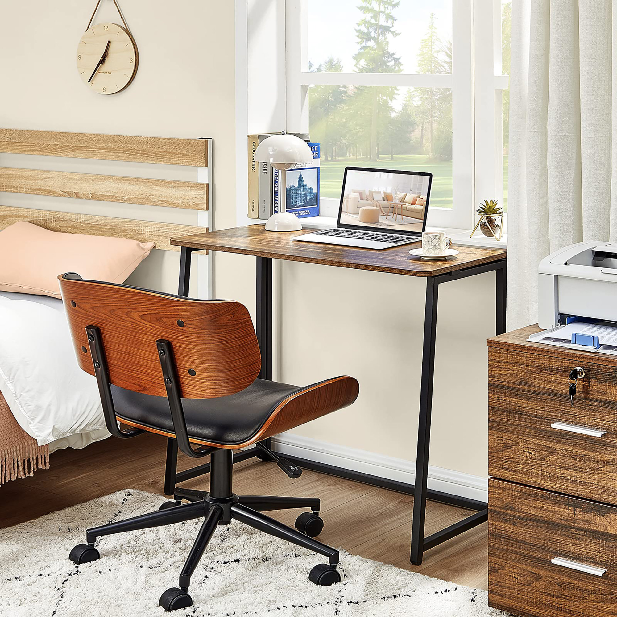 KIBNOF Folding Desk, Small Foldable Desk 31.5" for Small Spaces, Space ...