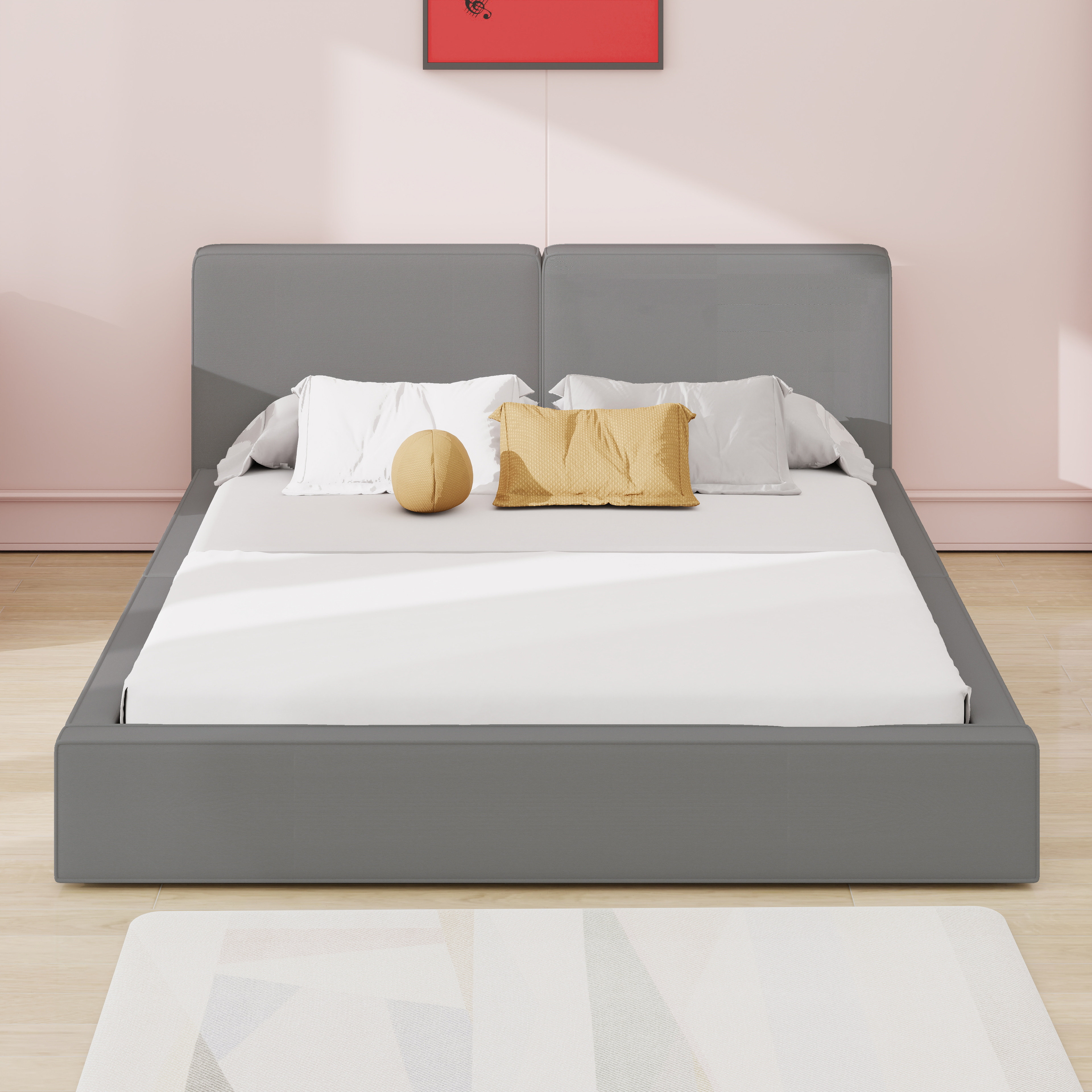Latitude Run® Grounded Bed Upholstered Platform Bed With Unique Design ...