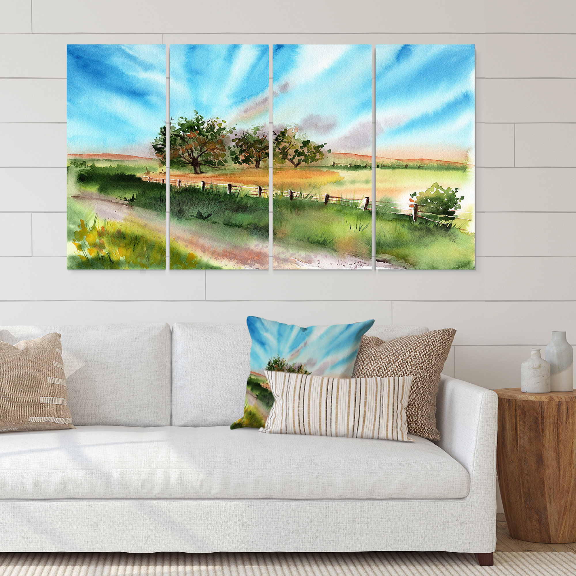 Rosalind Wheeler Green Summer Landscape with Green Trees - 4 Piece ...