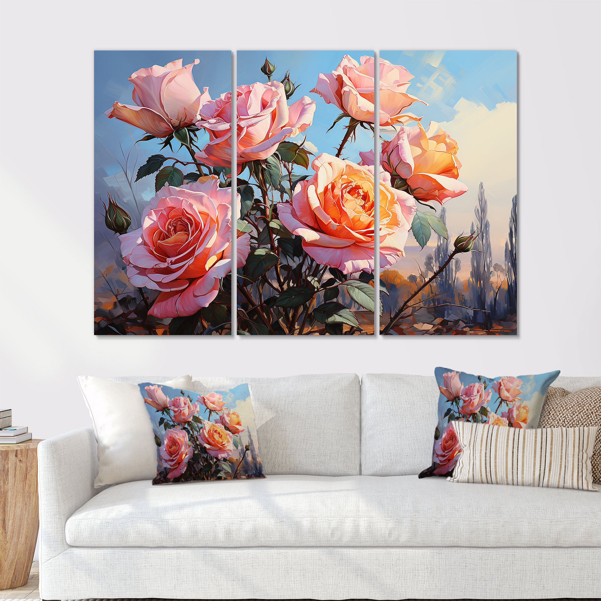 Lark Manor™ Minimalism Pink Roses Dream II - Roses Wall Decor Set | Wayfair