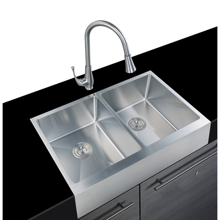 KDK HOME36'' L Farmhouse Kitchen Sink Deep Double Bowl Apron Front ...