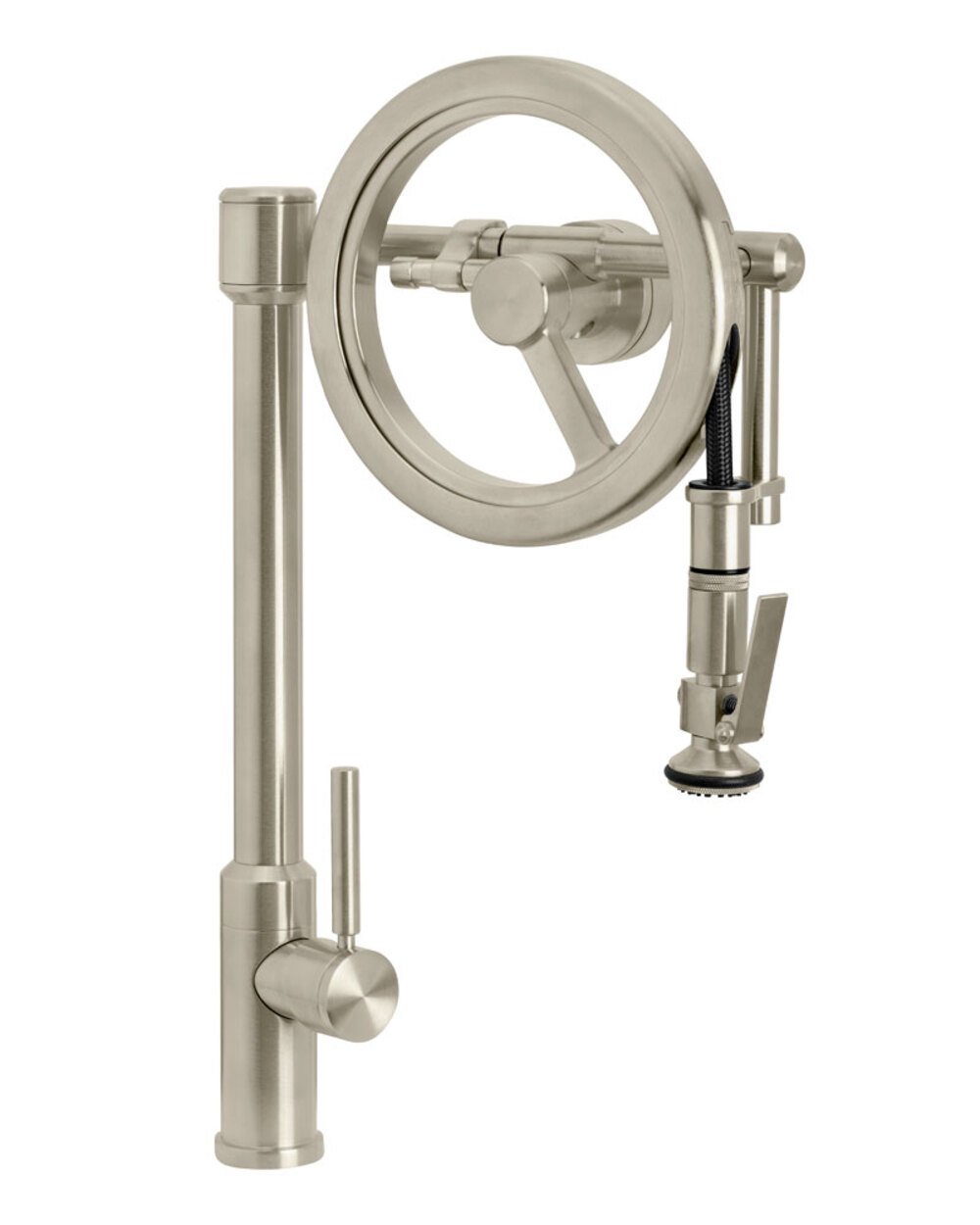 Waterstone Endeavor Wheel Pulldown Faucet - Lever Sprayer | Perigold