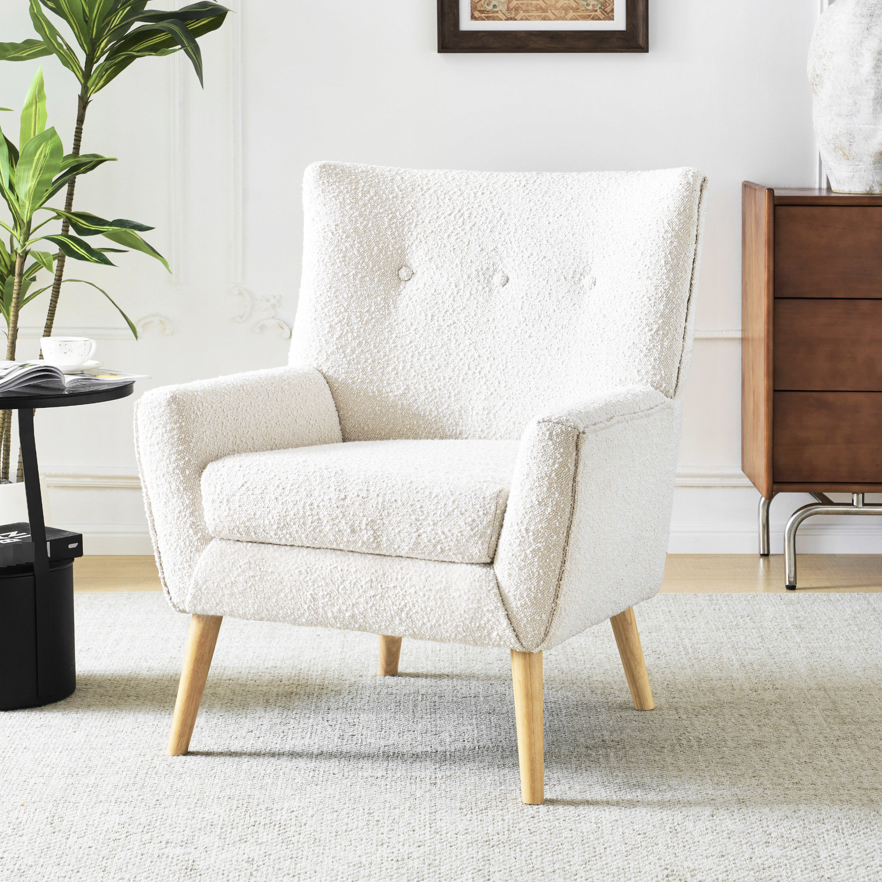 Ebern Designs Modern Button- Accent Chair With Ergonomic Design ...