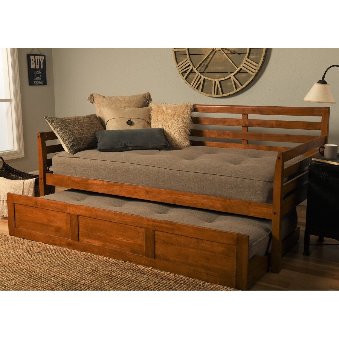 Haney twin solid wood daybed with trundle and mattress store