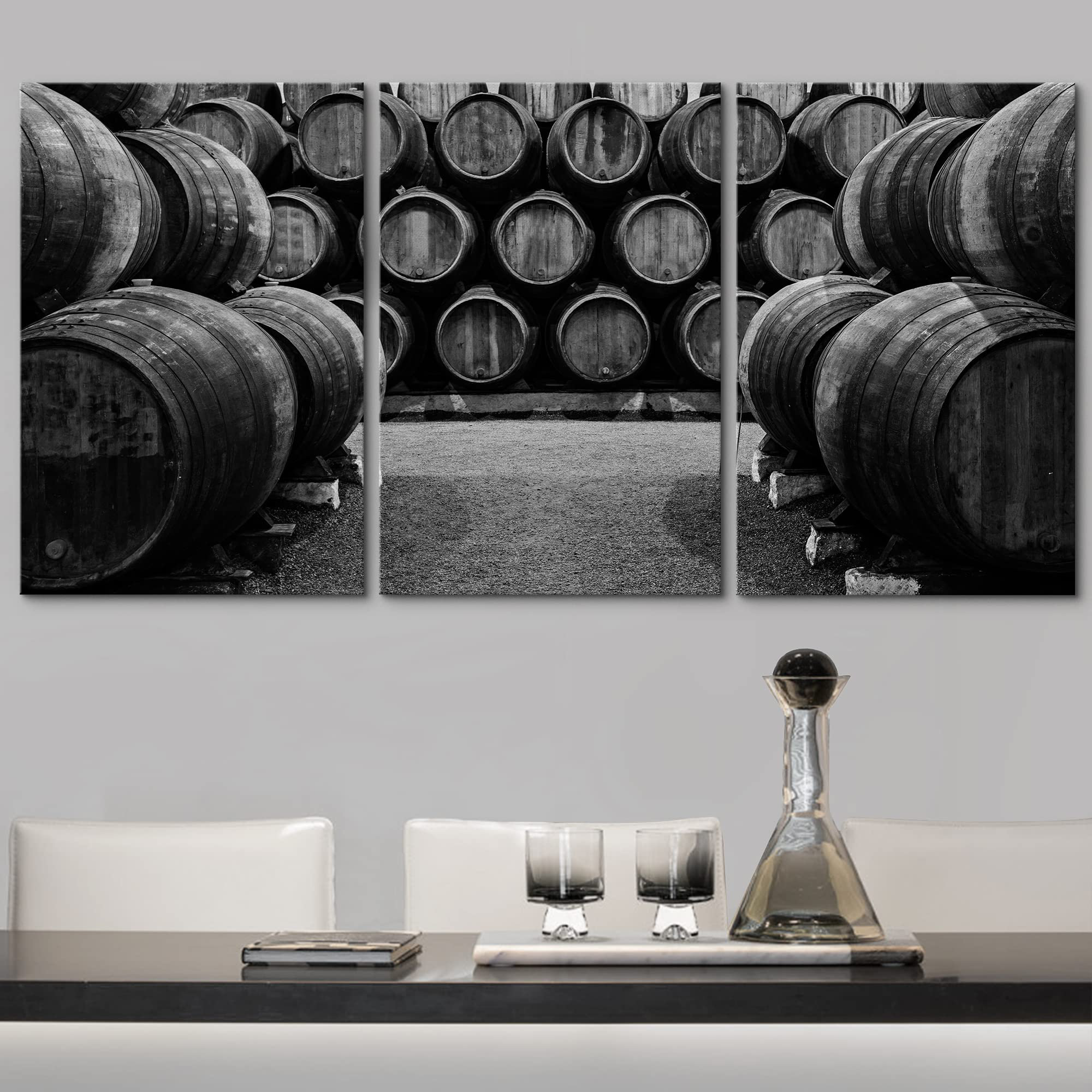 IDEA4WALL Retro Duotone Gray Oak Wine Barrels Drinks & Cocktails Food ...