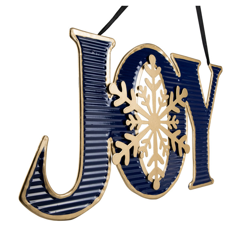 Northlight Seasonal 16" Blue and Gold "JOY" Metal Christmas Wall Sign ...