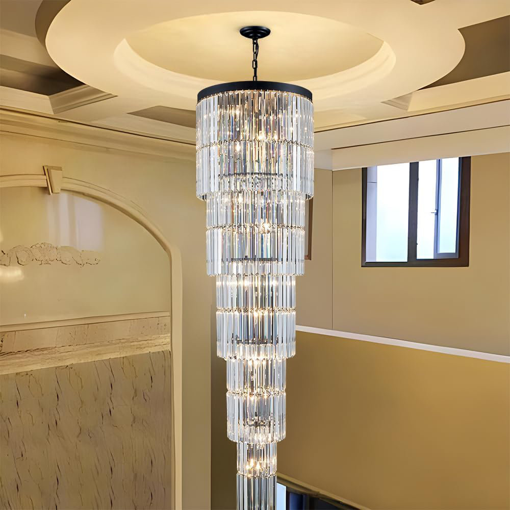 Everly Quinn Modern 10-Tier Crystal Chandelier For High Ceilings, 78.7 ...