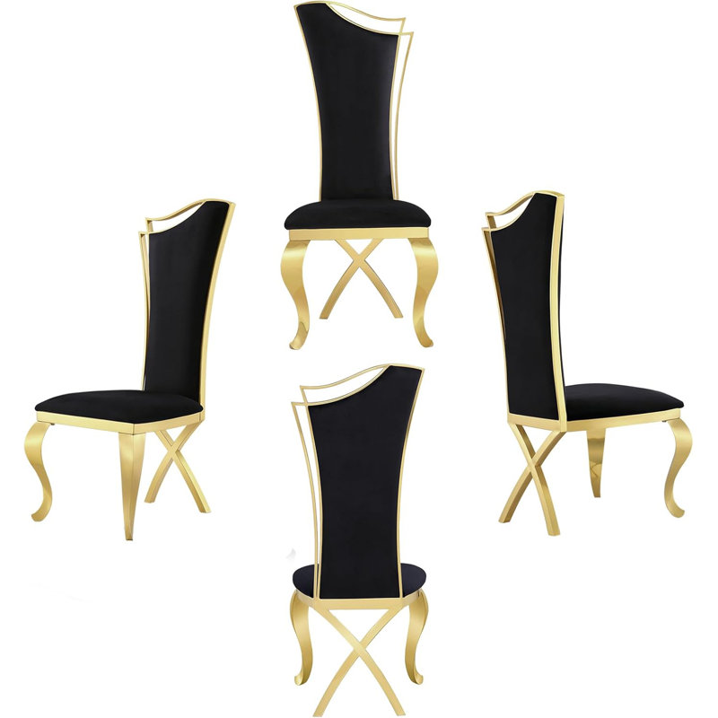 Rosdorf Park Gorgeous King Chairs Throne Black Velvet Dining Room Chair ...