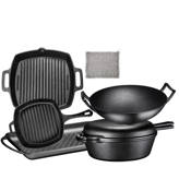 Mega Chef 5 - Piece Cast Iron Cookware Set & Reviews | Wayfair