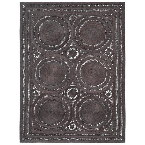 MinoriCasa Mehndi Hand Braided Geometric Area Rug in Gray | Perigold