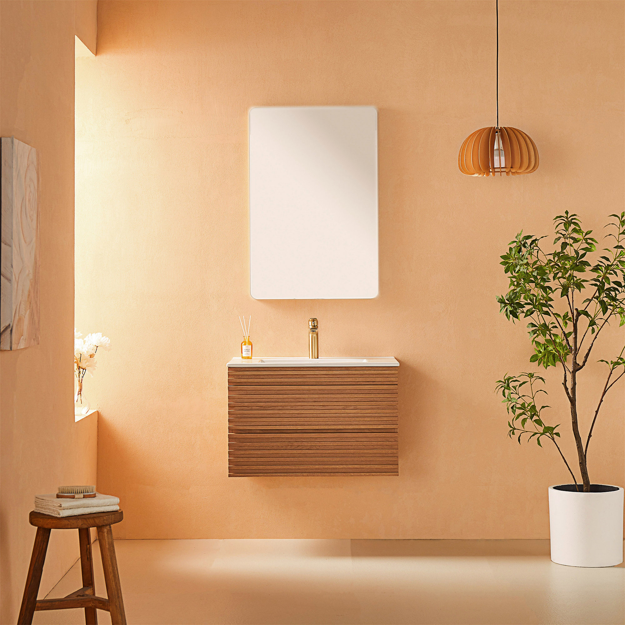 Ebern Designs 30" Wall Mounted & Floating Single Vanity With Ceramic ...