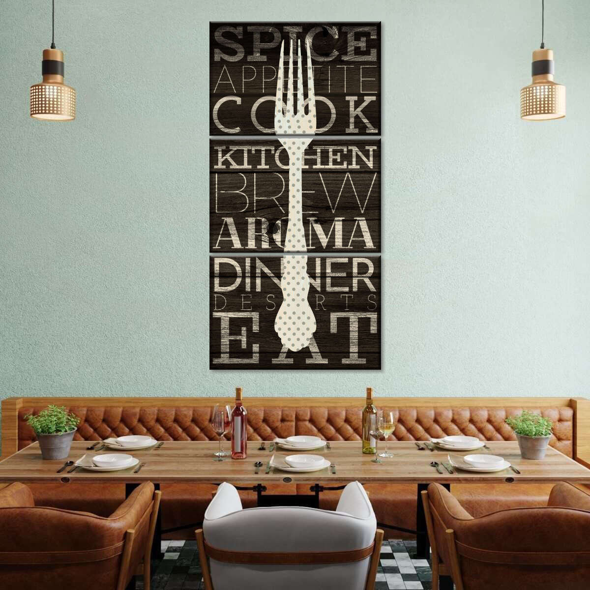 Elephant Stock Rustic Fork Board On Canvas 3 Pieces Set | Wayfair