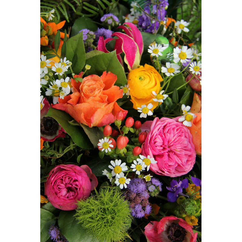 Ebern Designs Mixed Spring Bouquet - Wrapped Canvas Photograph | Wayfair