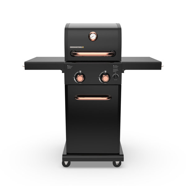 Permasteel 2-Burner Compact Propane Gas Grill with Foldable Side Tables ...