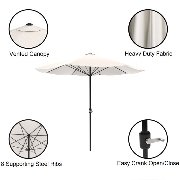 Freeport Park® Giusti Patio Umbrella - 9' Easy Crank Sun Shade with ...