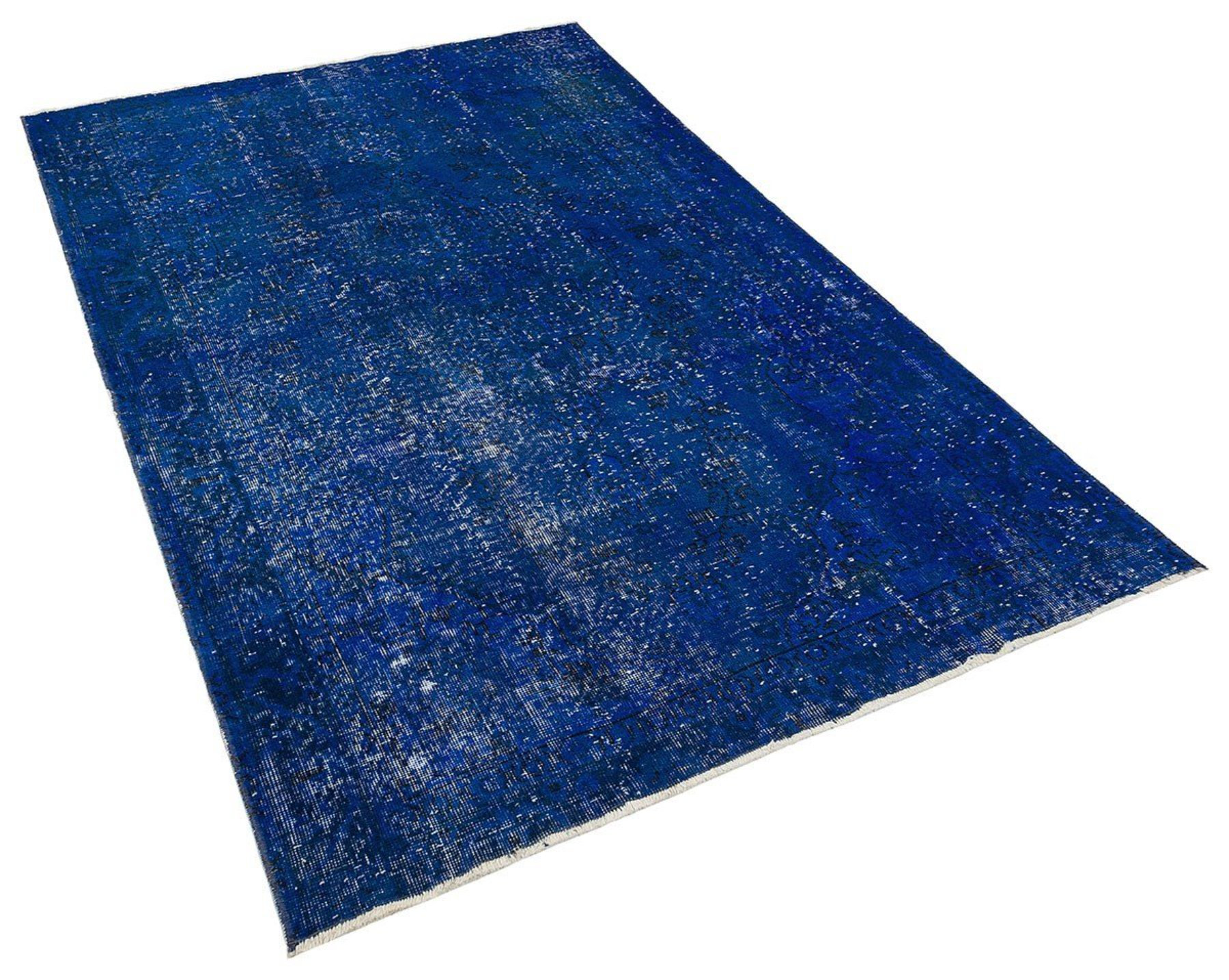 Rugpera Hand-Knotted Wool Turkish Navy Blue Oriental Vintage Area Rug ...