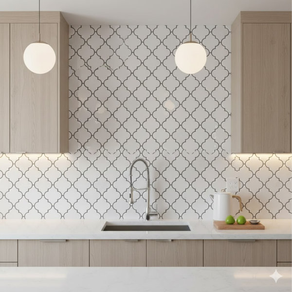 Mango Tile Lawrence 12" x 12" Marble Arabesque Mosaic Wall & Floor Tile ...
