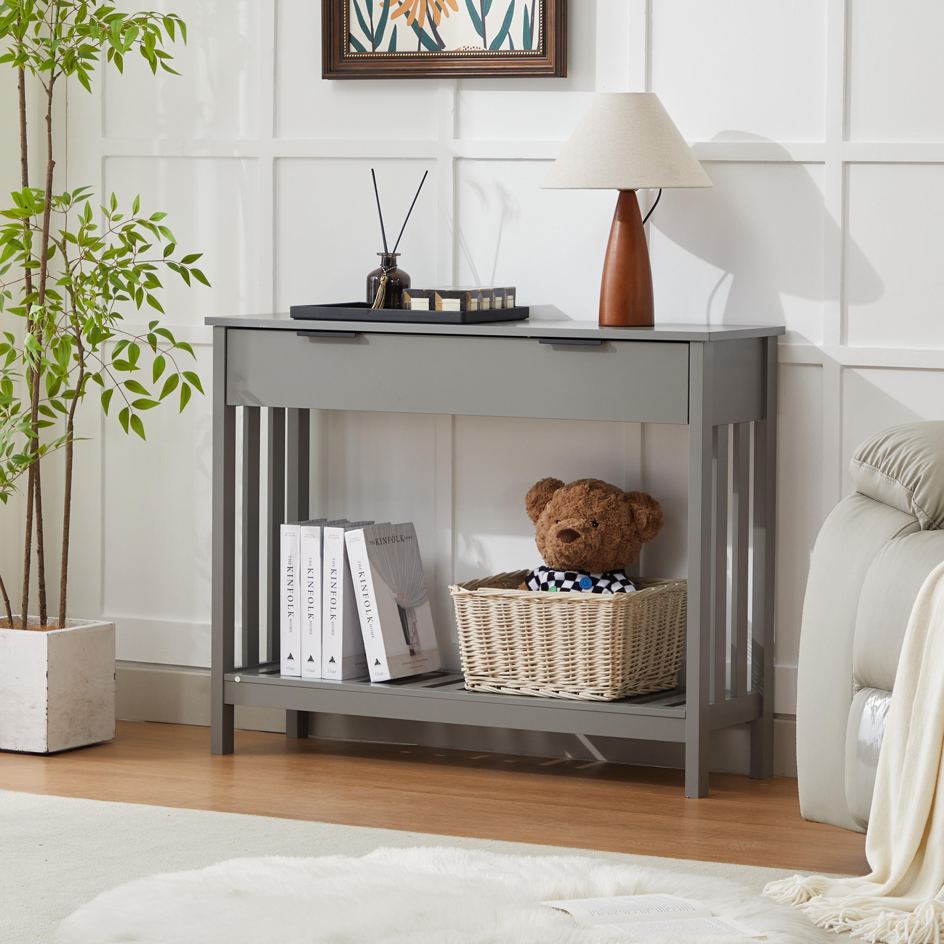 Winston Porter 39.4" Console Table with 2 Drawers, Narrow Entryway ...