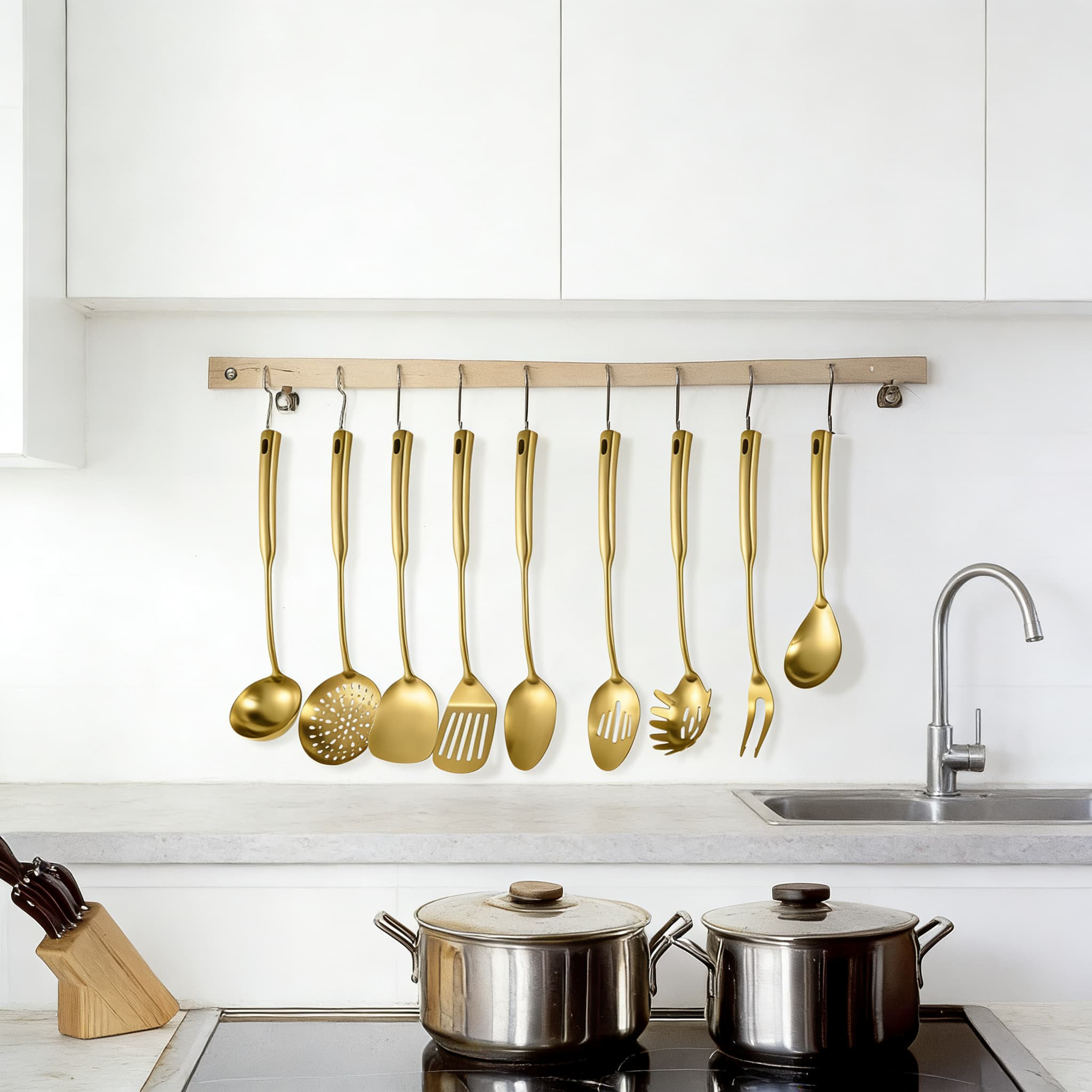 cangbaoge 9-Piece 304 Stainless Steel Kitchen Utensils Set - Skimmer ...