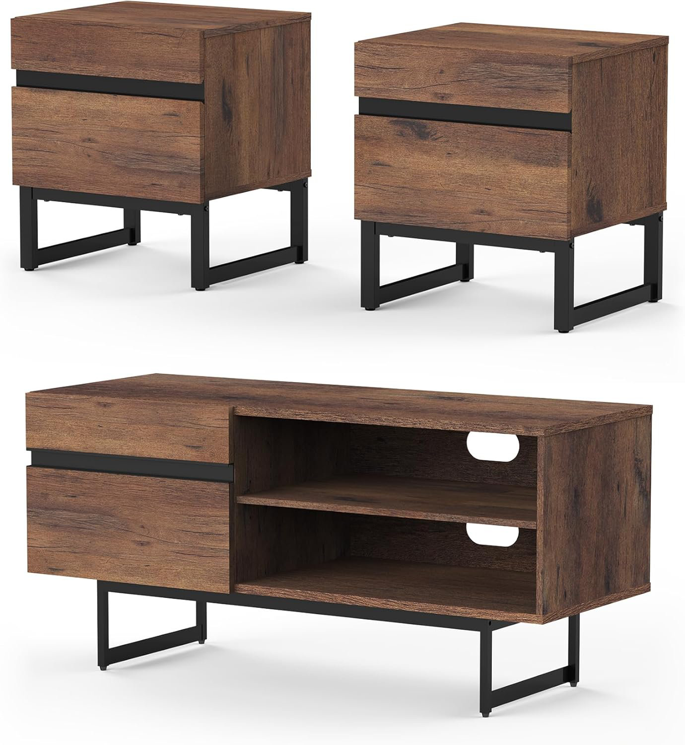 Latitude Run® 3-Piece Modern Living Room Table Set, 42 Inch TV Stand ...