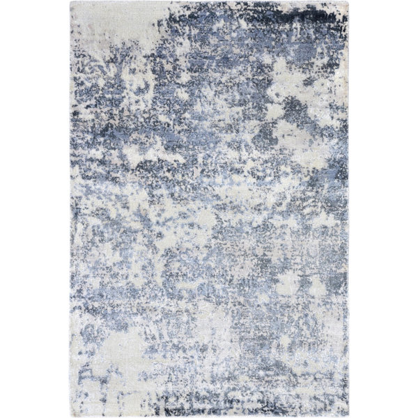 17 Stories White/Blue Rug | Wayfair