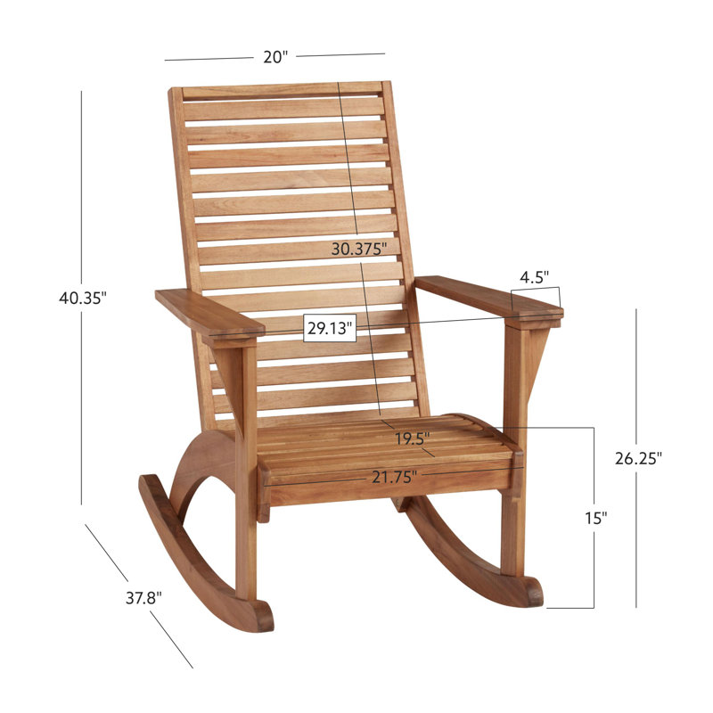 Birch Lane™ Bridgecliff Outdoor Solid Acacia Wood Rocking Chair ...
