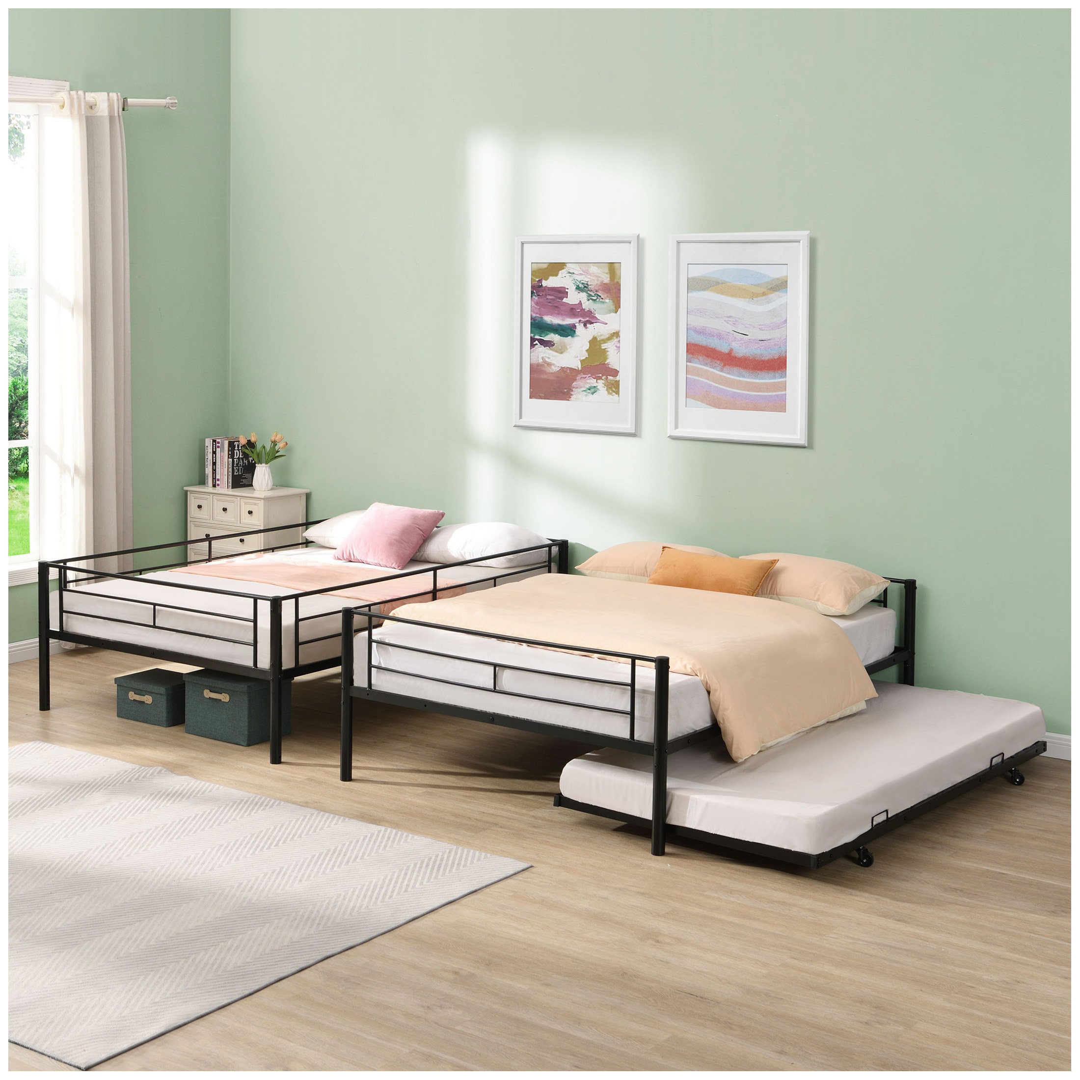 House of Hampton® Over with trundle Metal Bunk Bed , No Box Spring ...