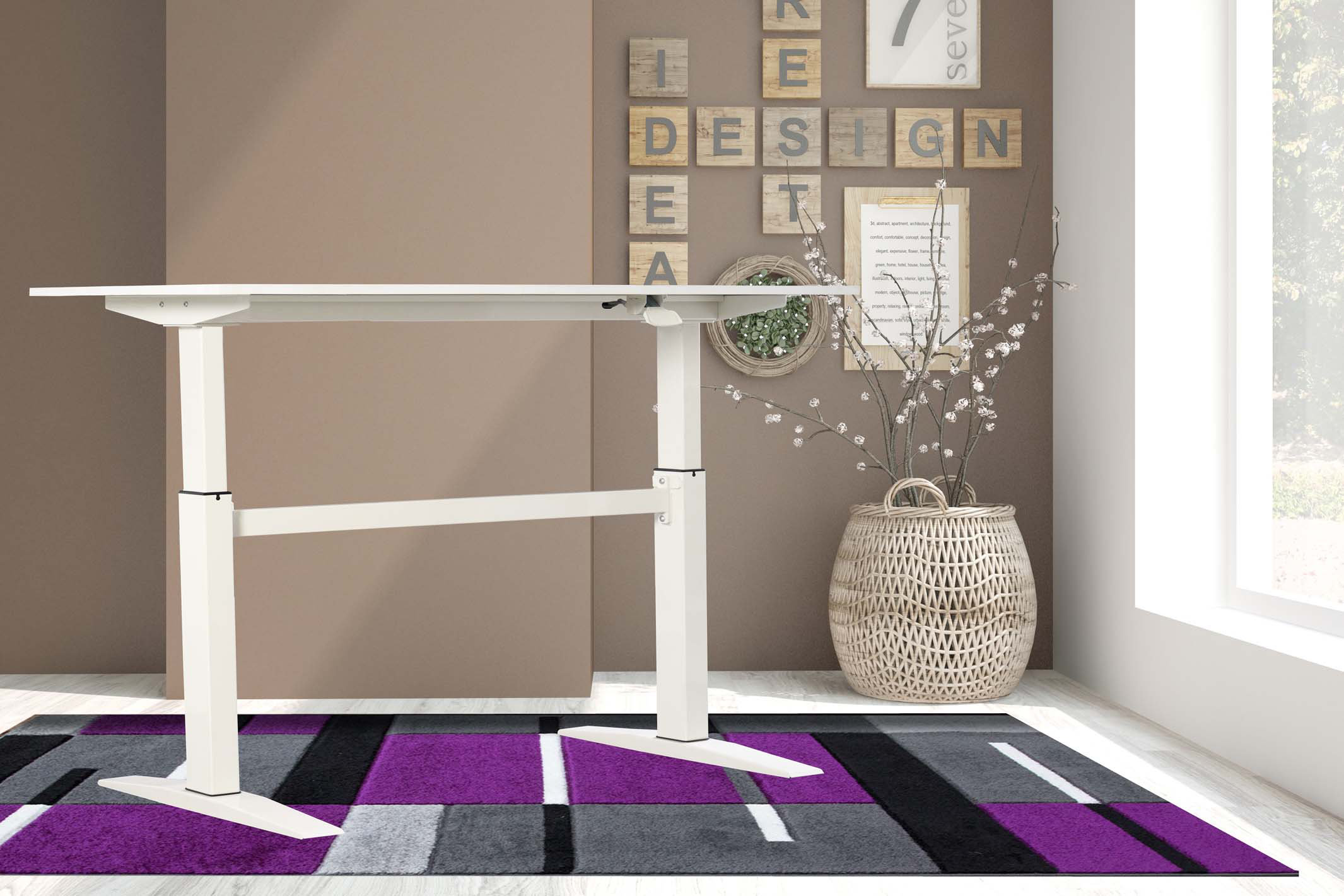 Latitude Run® 47" Tech Desk Standing and Adjustable Desk In White | Wayfair