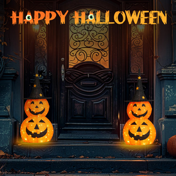 The Holiday Aisle® 3FT Pre-Lit Collapsible Halloween Jack-O-Lantern ...