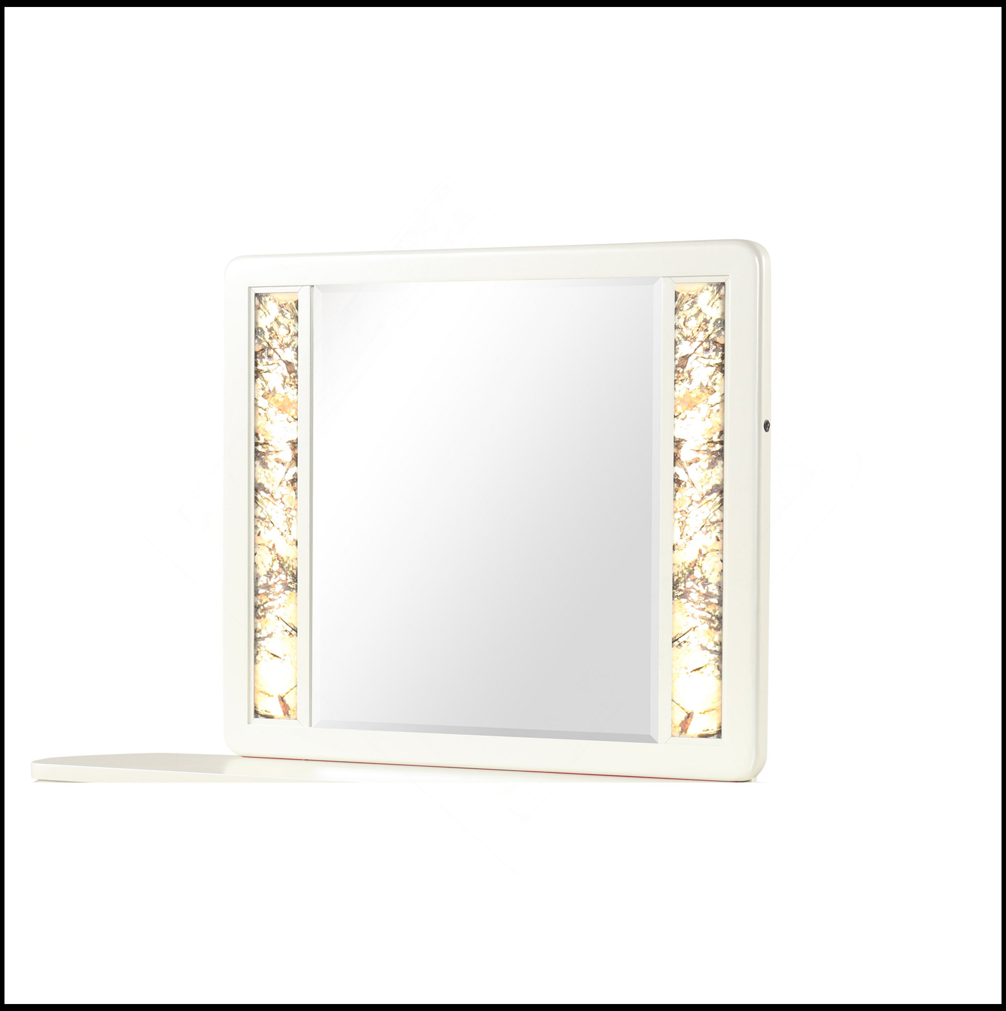 Hokku Designs Modern Style Mirror Made With Wood And Gold LED Edges In ...