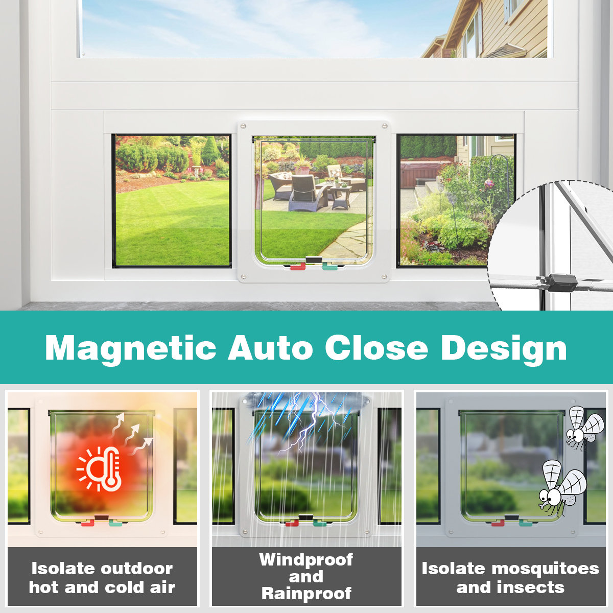 Ulifemate Aluminum Cat Door For Windows: Magnetic Suction Design ...
