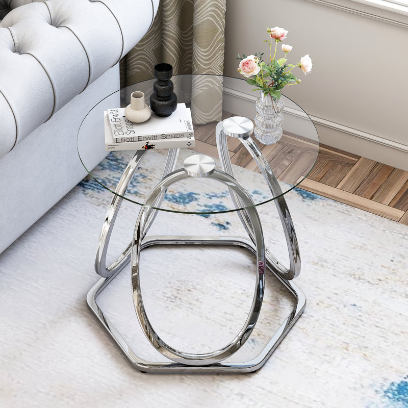 Mercer41 Modern Round Glass End Table For Living Room | Wayfair