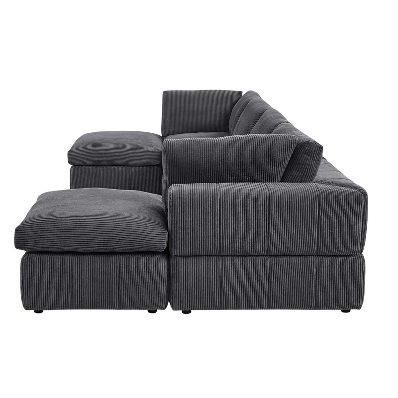 Wade Logan® 6 - Piece Corduroy Sectional & Reviews | Wayfair