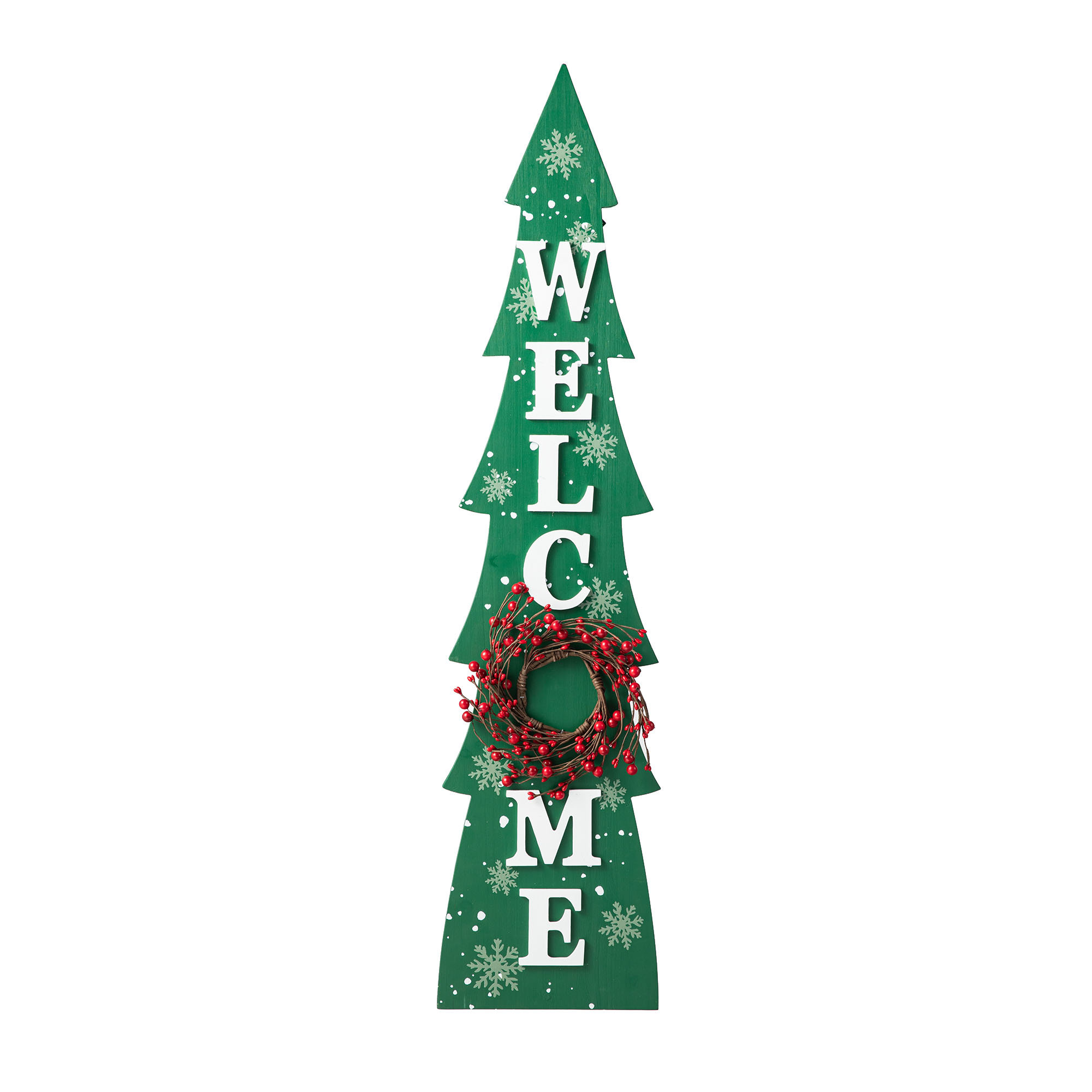 The Holiday Aisle® 42"H Christmas Wooden "WELCOME" Christmas Tree Porch ...