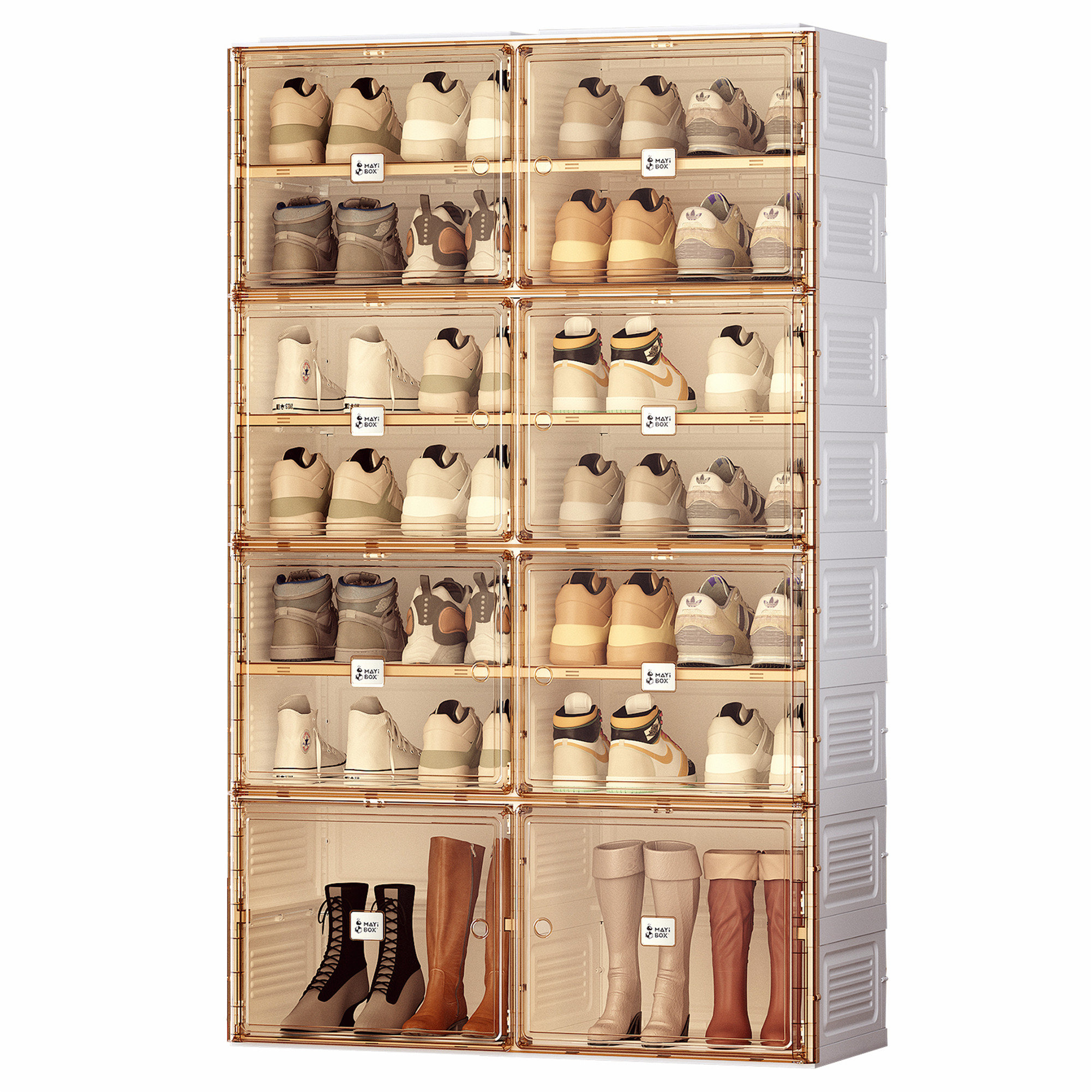 Everly Quinn Shoe cabinet Stackable Storage Cabinet with Doors and ...