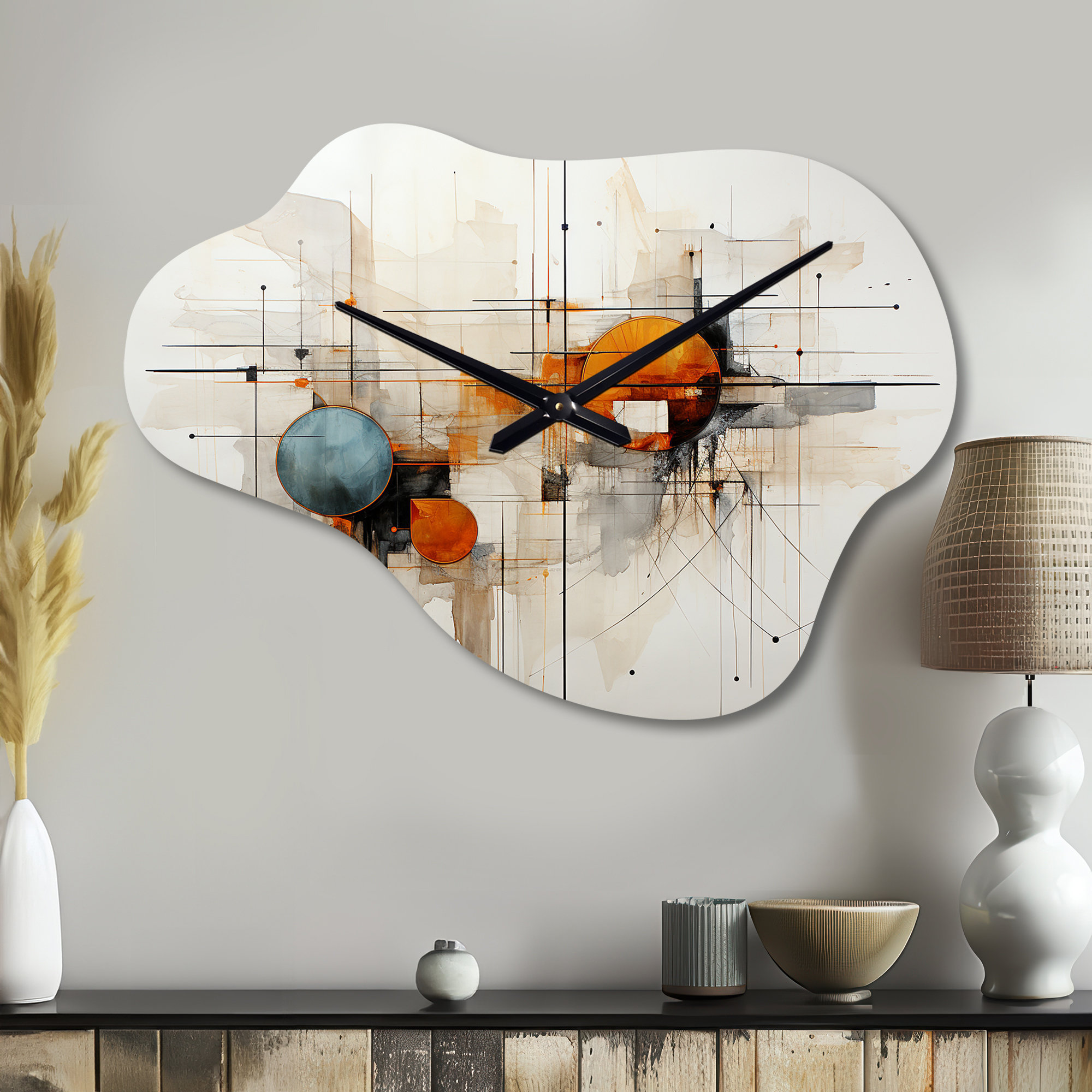 Design Art Teal Orange Line Art Conceptual Abstracts I - Line Art ...