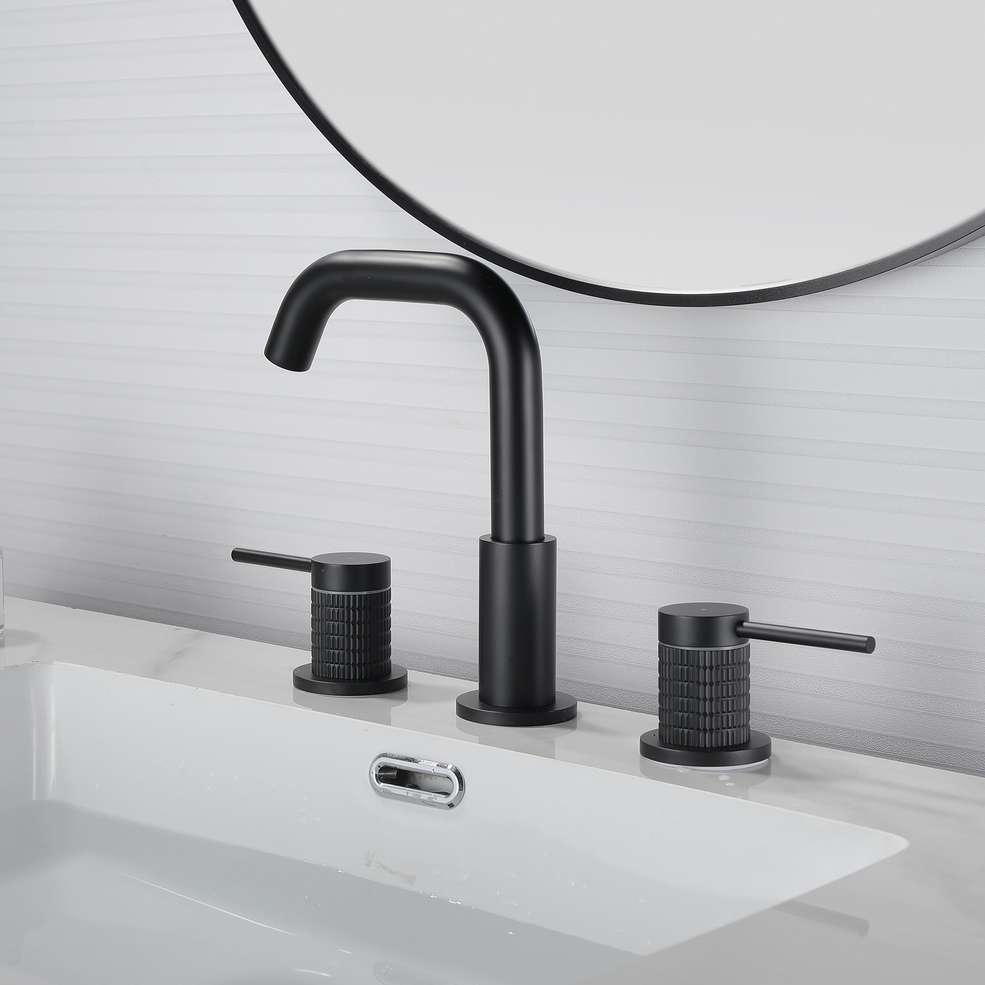 Aqua Gallery 8"H Solid Brass Widespread Bathroom Faucet With Darin ...