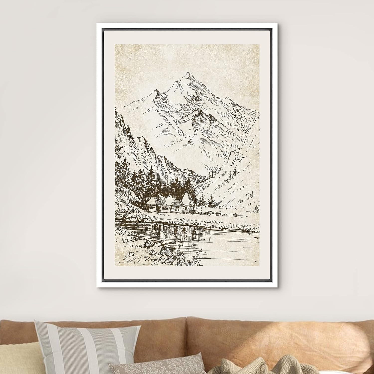 IDEA4WALL Rustic Countryside House and Lake Under Mountain Nature ...