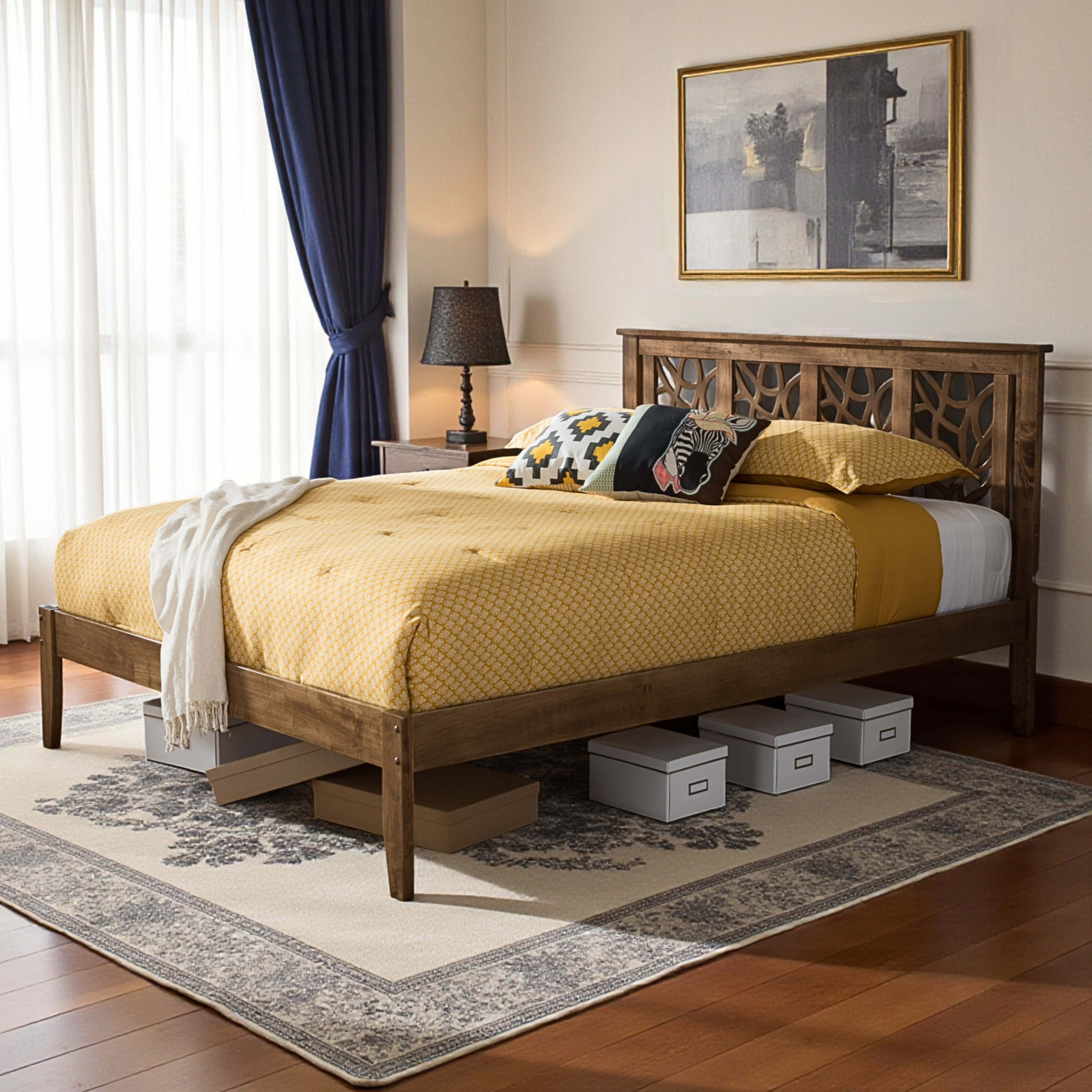 Lark Manor™ Prism Platform Bed with Tree Branch Inspired Walnut Wood ...