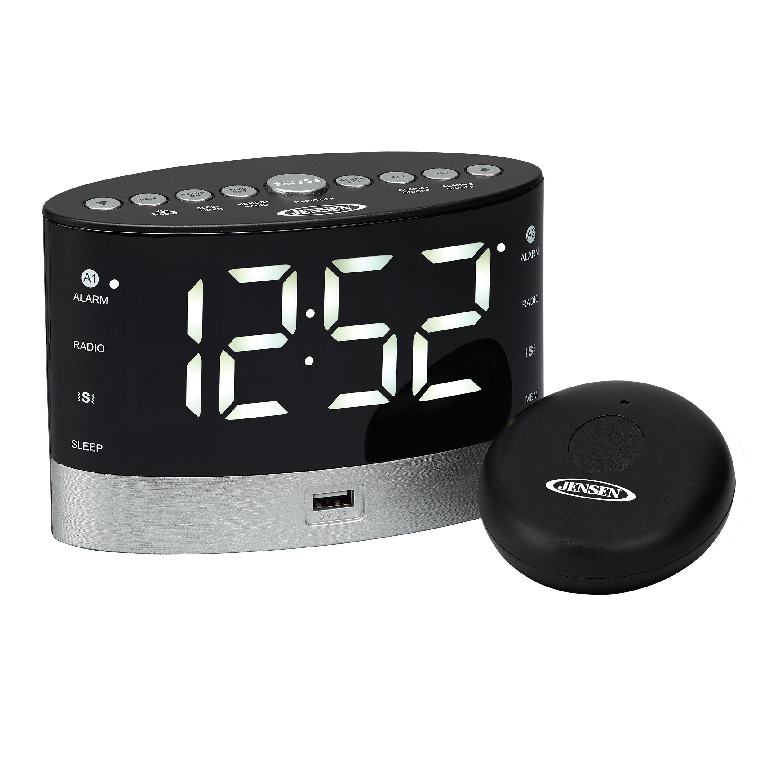 Jensen Digital Electric Tabletop Clock with Alarm in Black - Wayfair Canada