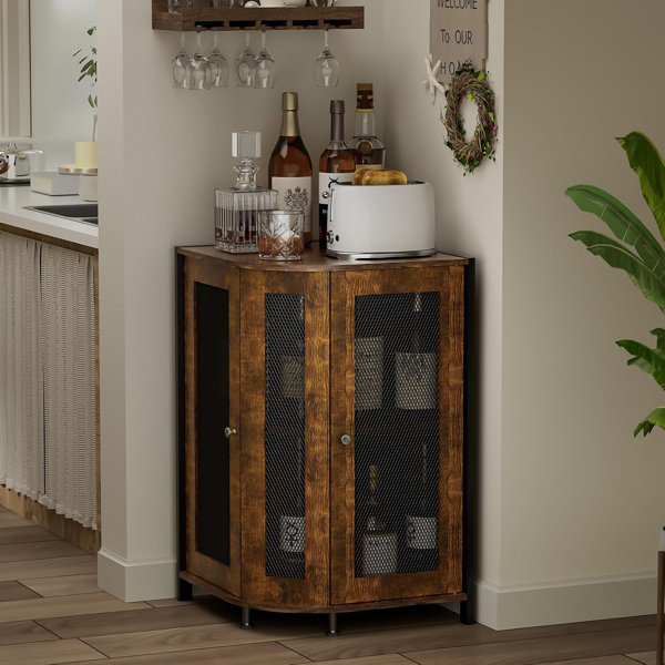 17 Stories Corner Storage Cabinet with Open Shelf, 3-Tier Industrial ...