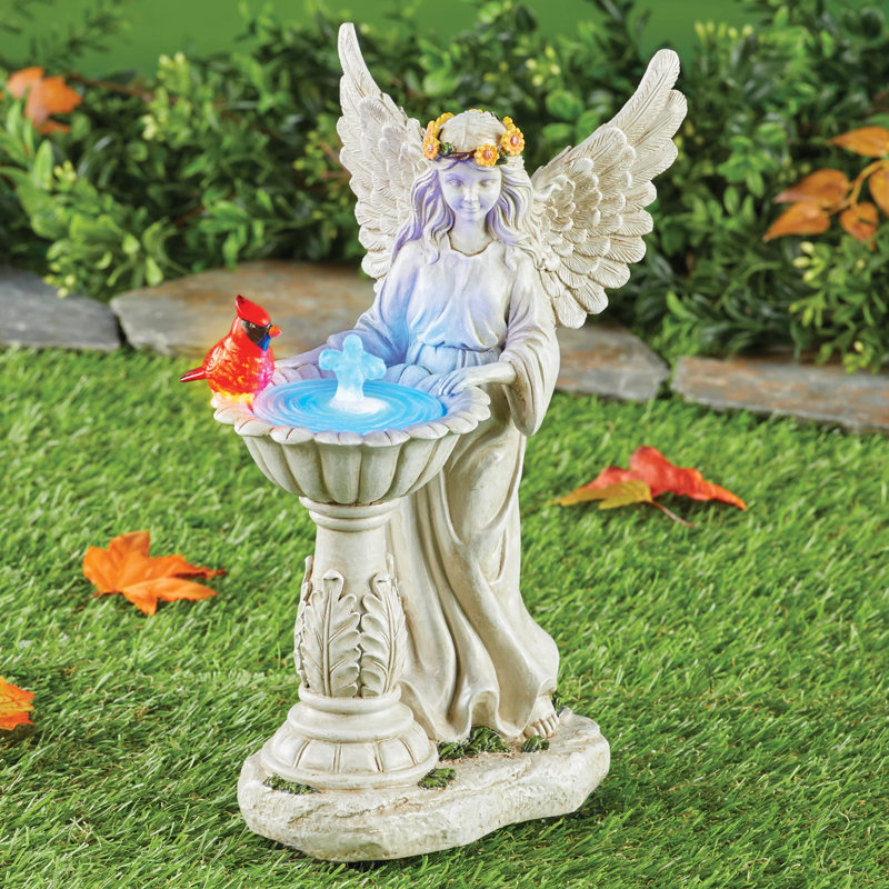 Trinx Angel with Solar Powered Fountain Unique Garden Sculpture ...