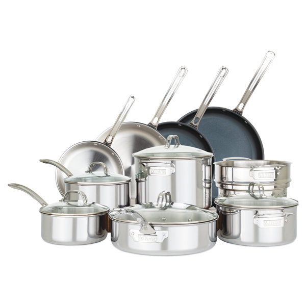 Viking 3-Ply 15 Piece Stainless Steel Cookware Set & Reviews | Wayfair