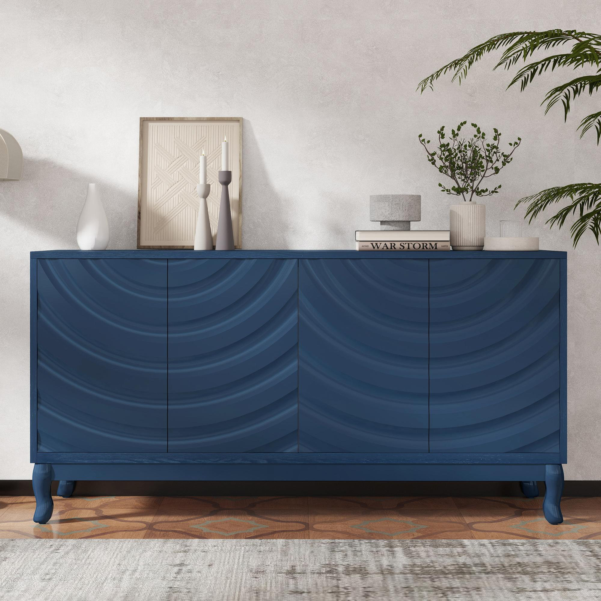 Alcott Hill® Stylish Sideboard with Wave Pattern Doors | Wayfair